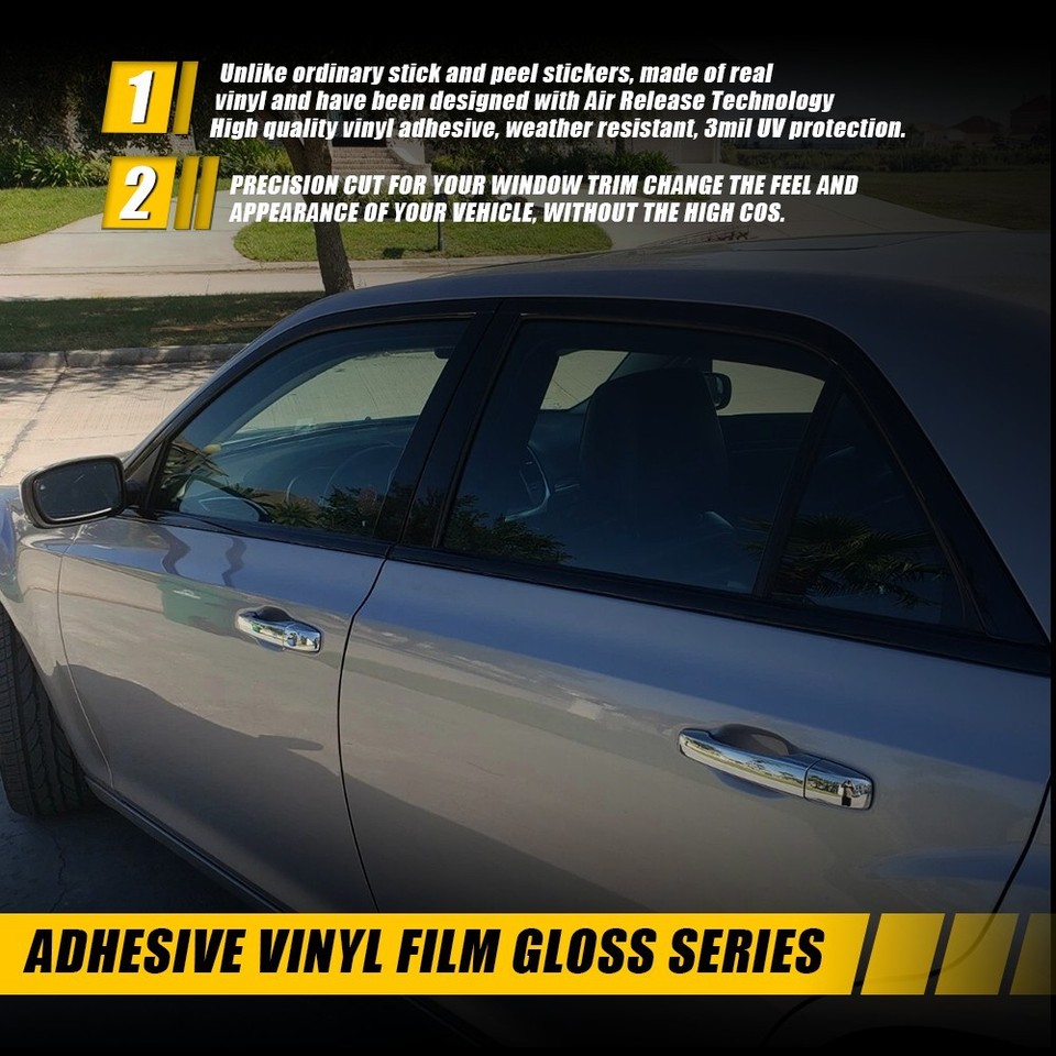 For 2011-23 Chrysler 300 Window Trim Gloss Black Chrome Delete Vinyl ...