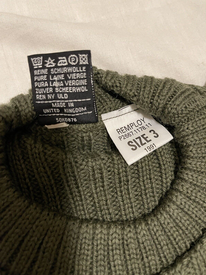 Genuine British Army Vintage 100% New Wool Olive Green Commando Sweater ...