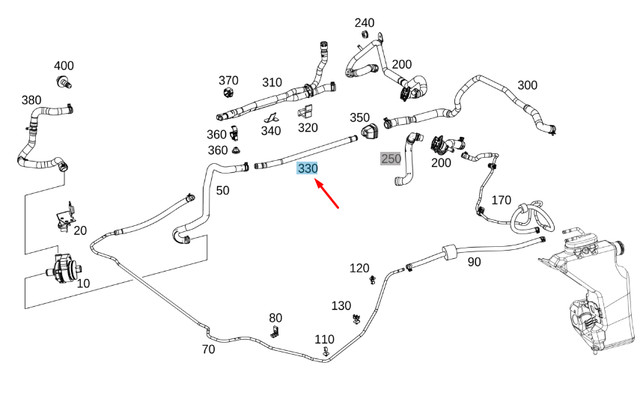 Mercedes-Benz A2058309005 Coolant Return Hose From Engine To ...