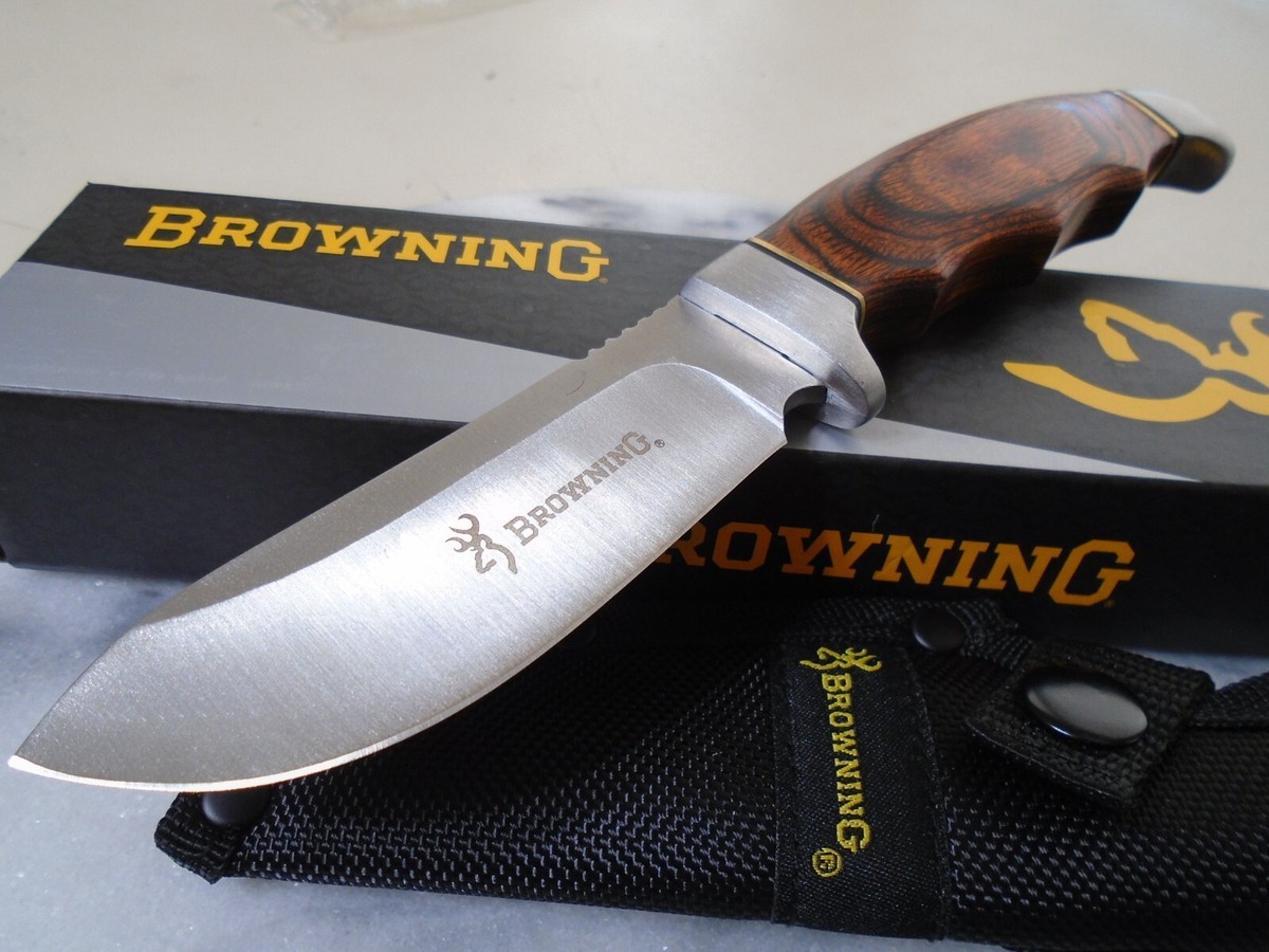 Browning Skinner Bowie Fixed Blade Knife Pakkawood BR0487 w Browning Skinner Bowie Fixed Blade Knife Pakkawood BR0487 w
