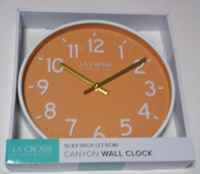 LA CROSSE CLOCK CO. Weathered Peach Wall Clock 10.83 Inch White and ...