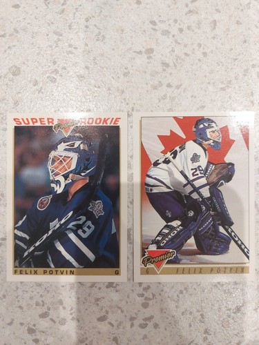 2 Felix Potvin Rookie Cards Lot 1993 Topps Premier Toronto Maple Leafs ...
