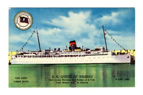 B046 USA / Canada - Steamship - SS Queen of Nassau - 1958 Used Postcard ...