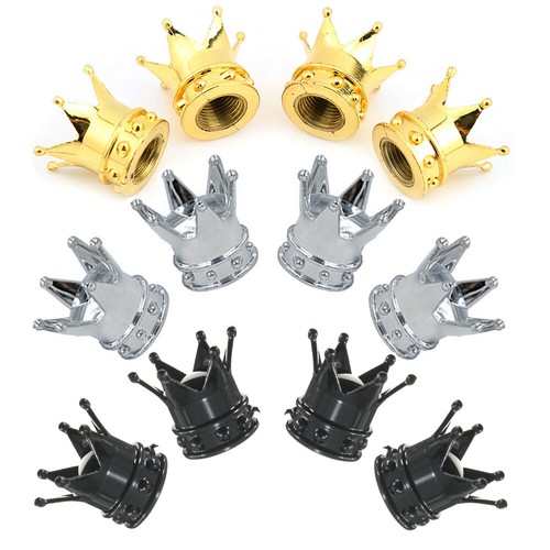 4× Crown Style Car Tyre Air Valve Stem Screw Caps Cover Wheel Rims ...