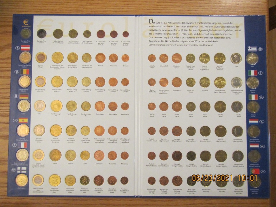 COMPLETE SET European Union Euro Coinage 96 Coins ALL BU in VERY LARGE ...