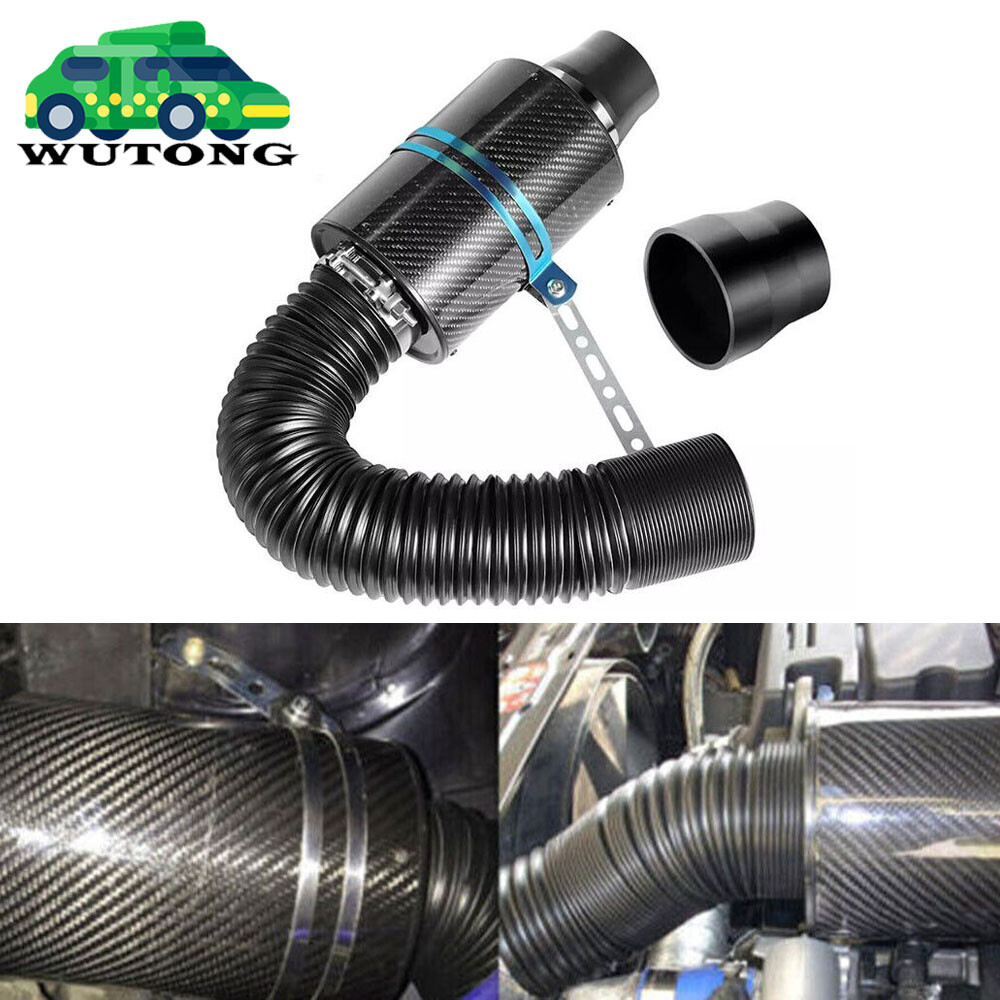3" Inch Air Filter Box Carbon Fiber Cold Feed Induction Air Intake Kit ...