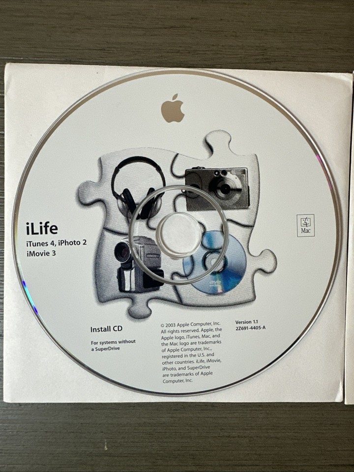 Apple iLife 2Z691-4406-A DVD & CD with iMovie 3, iPhoto 2, iDVD 3 ...