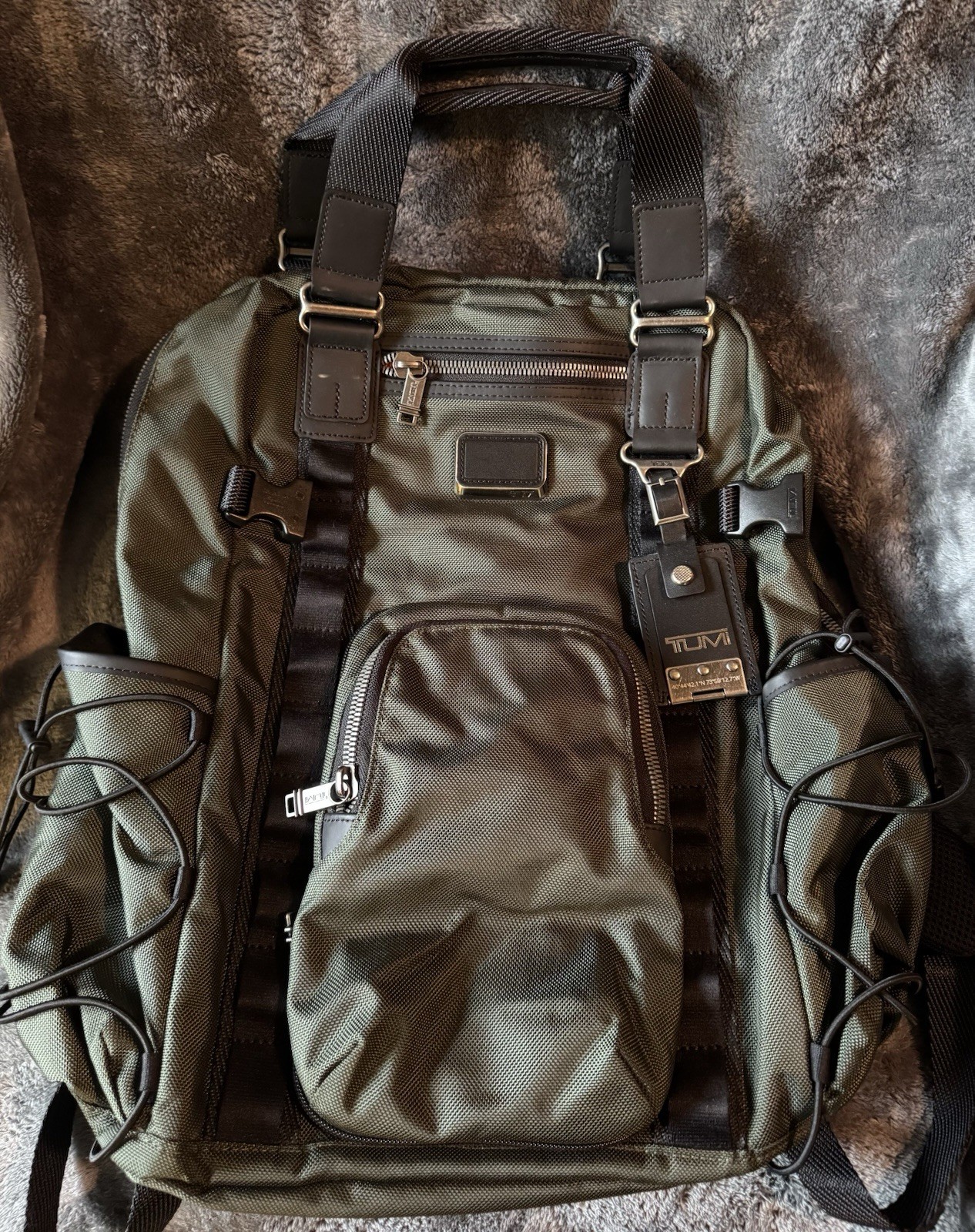 TUMI Green Tactical Backpack Nylon Multiple Compartments Adjustable ...