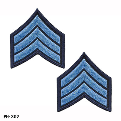 Sergeant Chevrons Sleeve Patches, Pair ~ Blue/Blue ~ NEW Gemsco USA | eBay