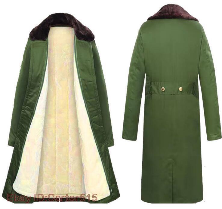 Mens Winter Slim Thickened Long Military Overcoat Cotton-Padded Parka ...