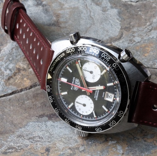Oxblood vintage 20mm rally band 1960/70s Heuer Autavia GMT 2446c ...