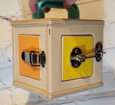 Lovevery Wooden Activity Box Locks Latches Sensory Play Box The Realist ...