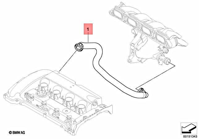 Genuine Engine Crankcase Vent Hose MINI Cooper One R55 R56 R57 R58 ...
