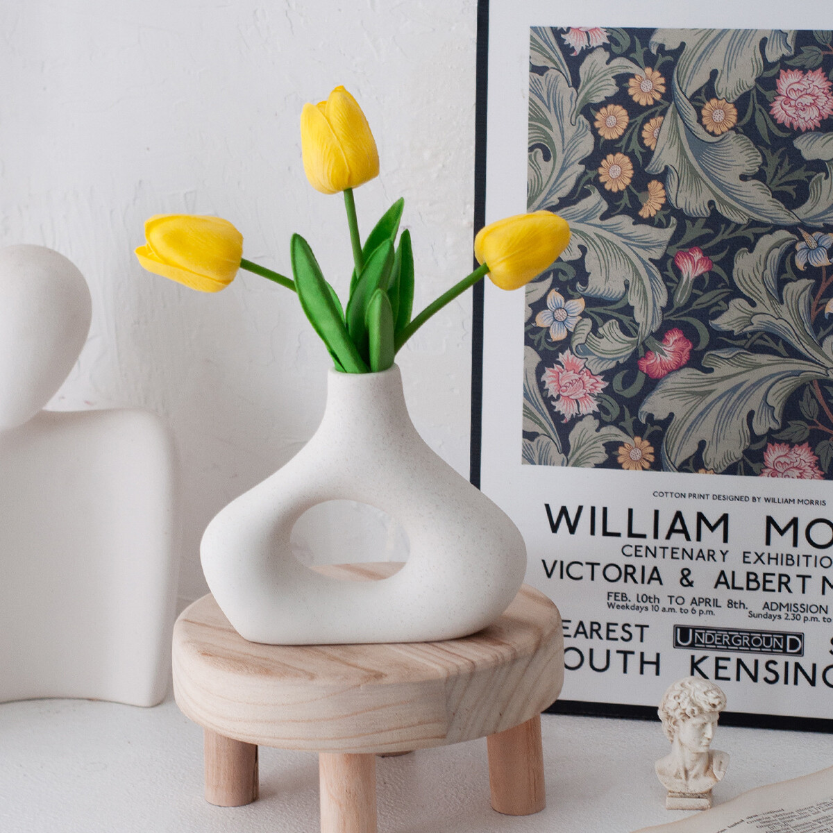 2Pcs Ceramic White Vase Set Irregular Flower Vases Decorative ...