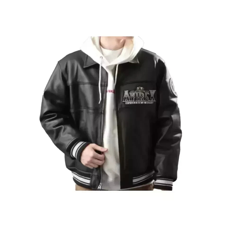 Men's Avirex Aviator King 75 Bomber Jacket, 1975 Fashion Black Leather ...