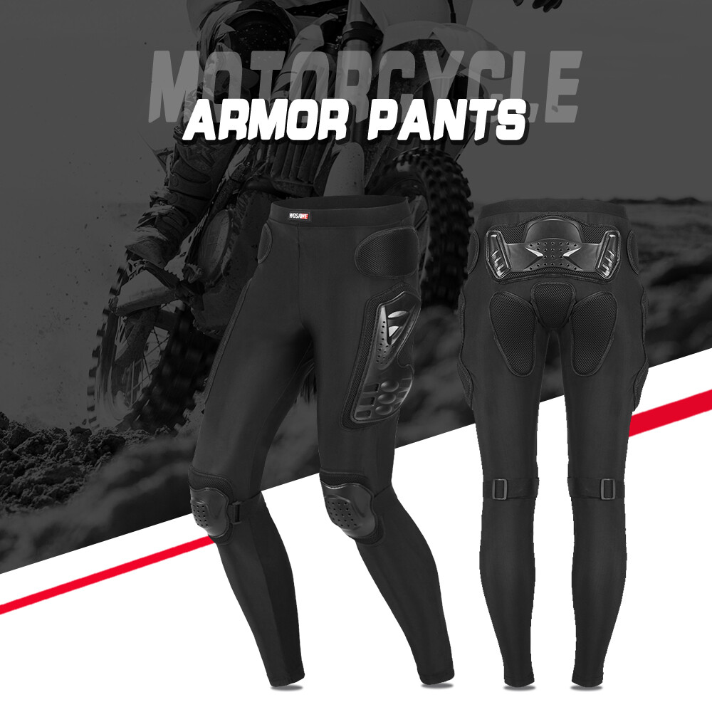 WOSAWE Adults Motorcycle PE Protective Trousers Armor Pants Hardshell ...