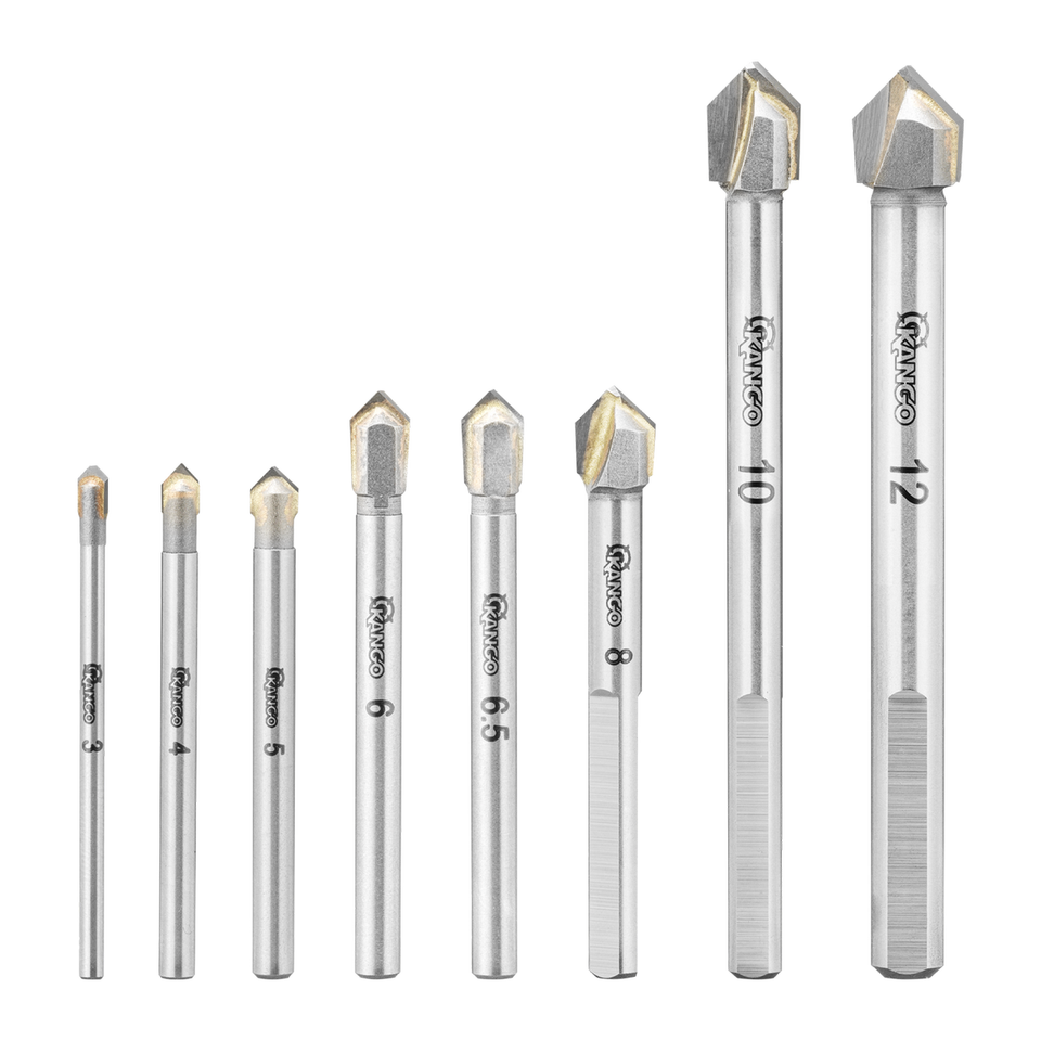 Kango 4pc Glass Tile Drill Bit Set - 4mm 5mm 6mm 8mm - Carbide Heads ...