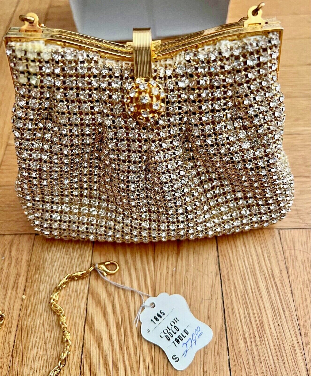 LOVELY Gold Mesh Gold Bag with Rhinestones Sparkly Evening Bag | eBay