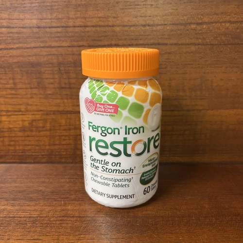 (1) Fergon Iron Restore 27 mg, 60 Chewable Tablets Exp 04/2025 Ships ...