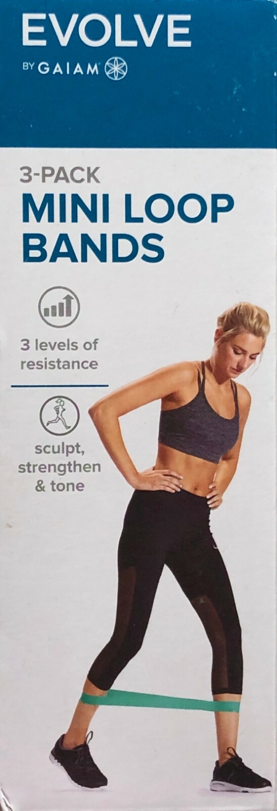 Evolve By Gaiam 3 Pack Mini Loop Bands 3 Levels of Resistance Exercise ...