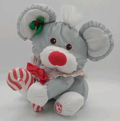 Fisher Price Puffalumps CHRISTMAS MOUSE Gray Candy Cane Plush Stuffed ...