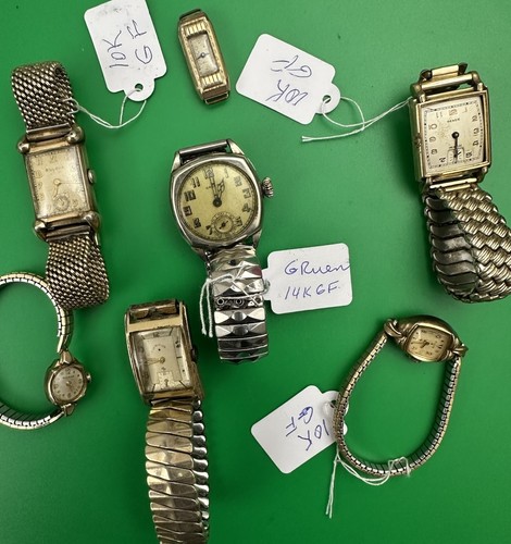 ANTIQUE 14k & 10k GOLD FILLED LOT JEWELRY WATCHES. Parts Repair Scrap ...