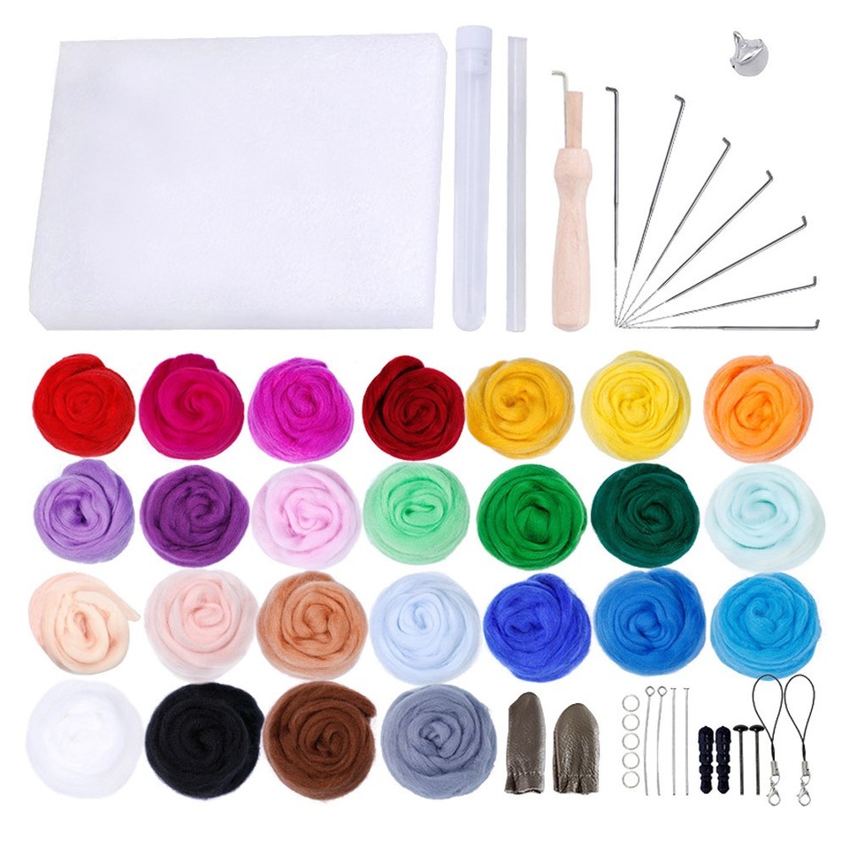 Wool Felt Material Kit Felt Stamp Tools Wool Fiber for Felting Art ...