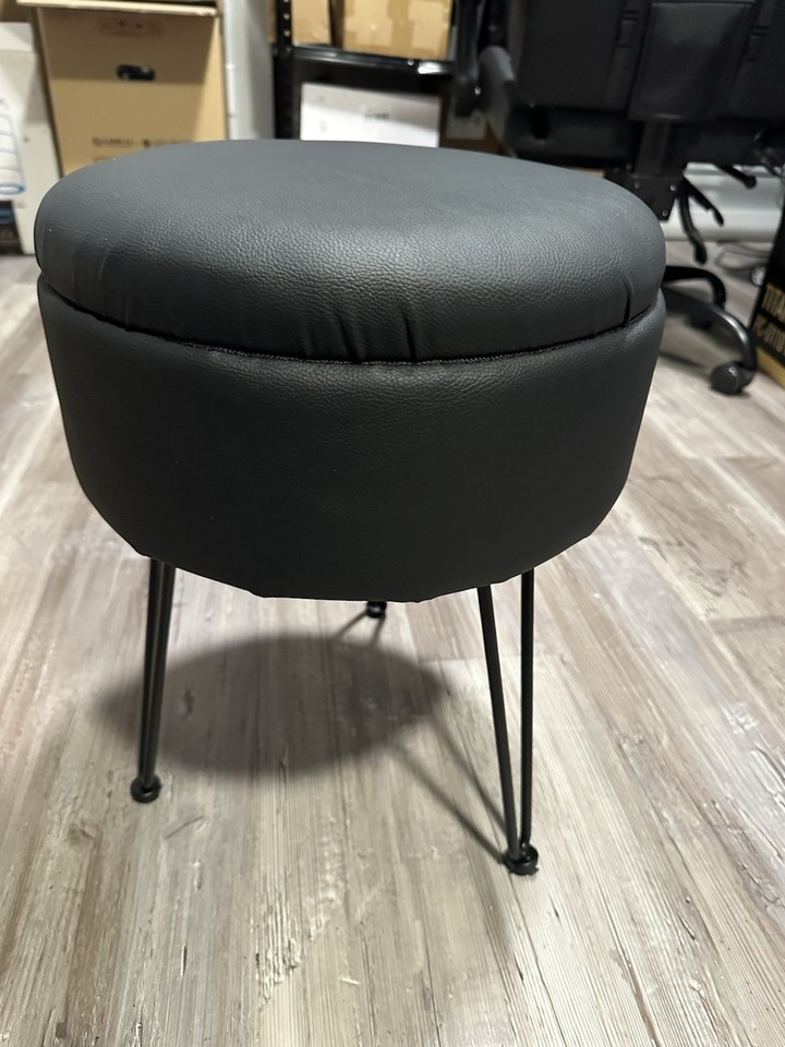 Round Black Makeup Stool with Inside Pocket | eBay