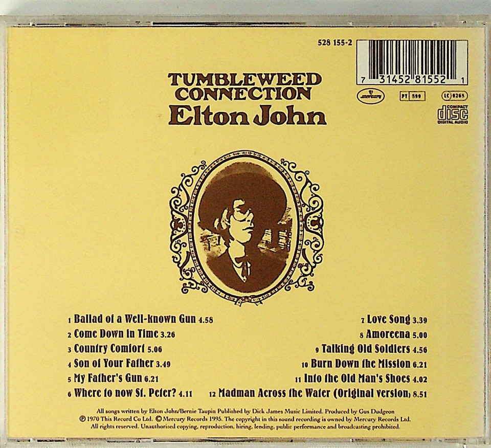 ELTON JOHN- Tumbleweed Connection Expanded CD (RM 1995/1970) +2 Bonus ...