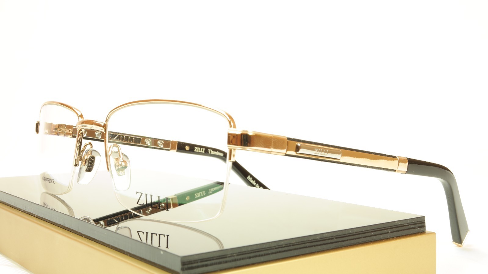 ZILLI Eyeglasses Frame Acetate Leather Titanium France Hand Made ZI ...