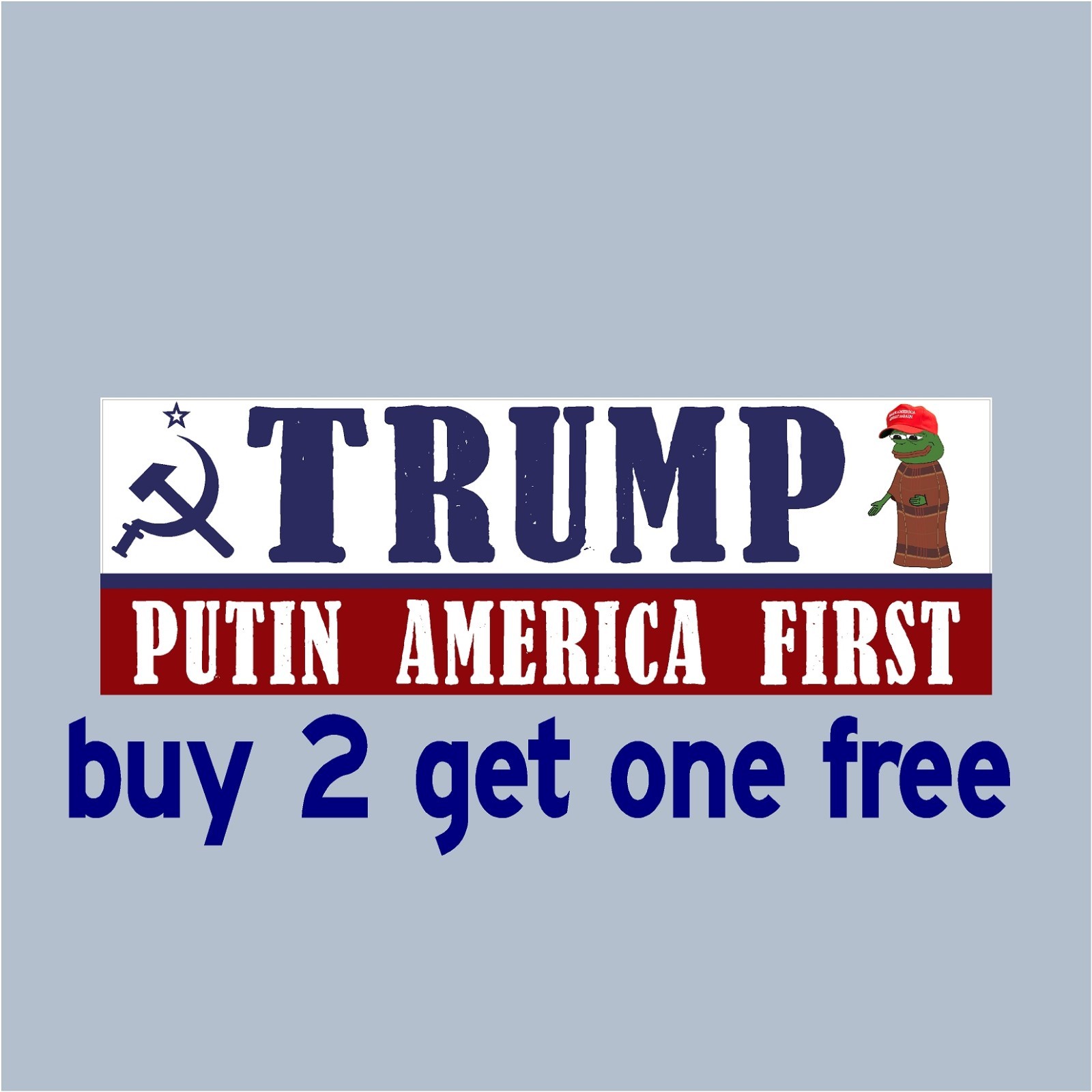 TRUMP PEPE PUTIN AMERICA FIRST Bumper Sticker - Russian collusion ...
