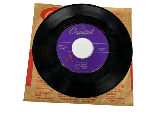 Capitol Record 45 Dragnet Dancing in the Dark Ray Anthony Orchestra ...
