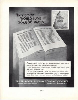 1936 Vintage print ad Insurance Prudential This Book would have 287,986 ...