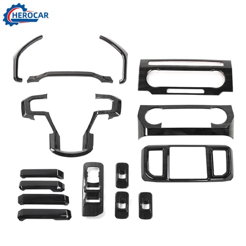 15pcs Black Wood Grain Decoration Trim Cover Bezel For Ford F150 ...