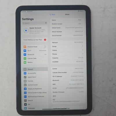 Apple iPad Mini 6th Gen A2568 256 GB, Wi-Fi + 5G Unlocked, 8.3 in ...