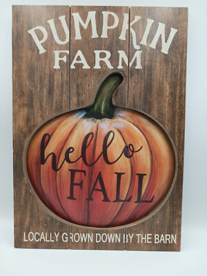 Ashland HELLO FALL Pumpkin Farm Wood Metal WALL DECOR SIGN Autumn ...