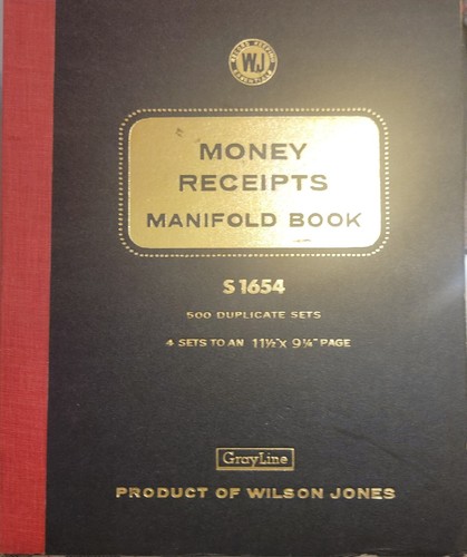 Wilson Jones Cash Receipt Book Money Receipts S1654 500 Duplicate Sets ...