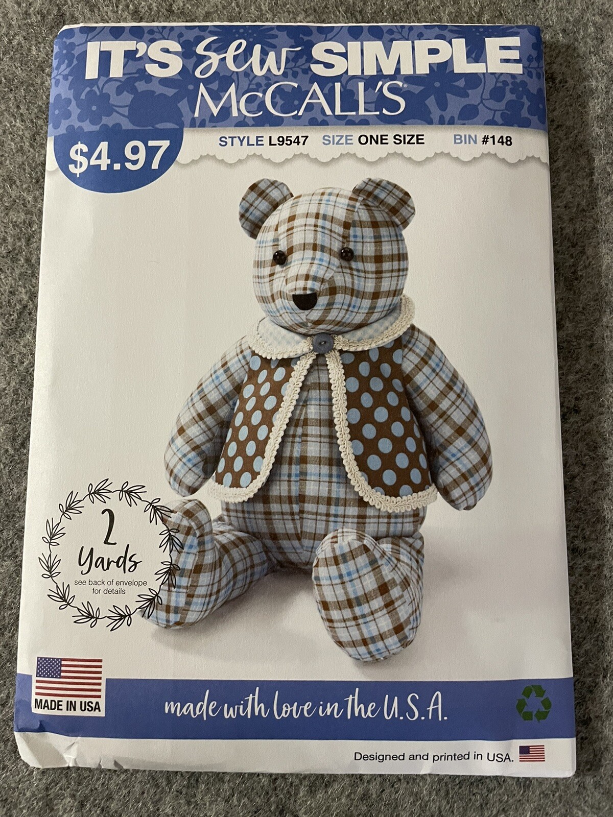 McCall L9547 It's Sew Simple Memory Bear Sewing Pattern for sale online ...