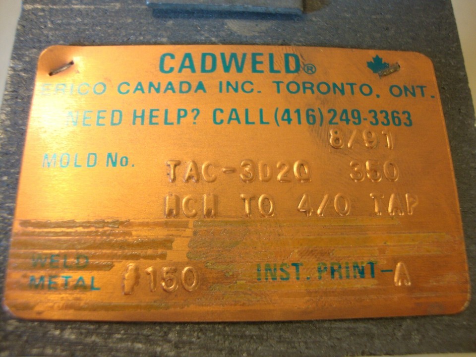 CADWELD TAC3D2Q HORIZONTAL TEE CABLE MOLD | eBay