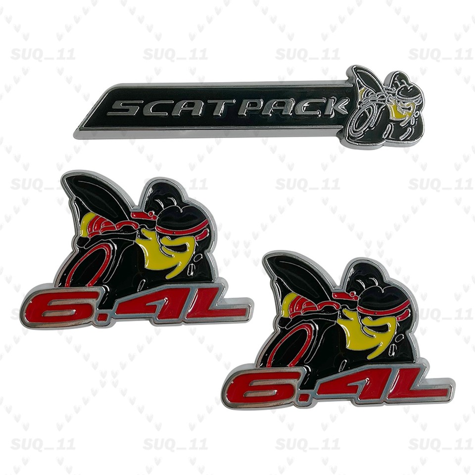3Pcs 6.4L Super SCAT PACK Bee Emblems 3D Badge Sticker Fit All Cars ...