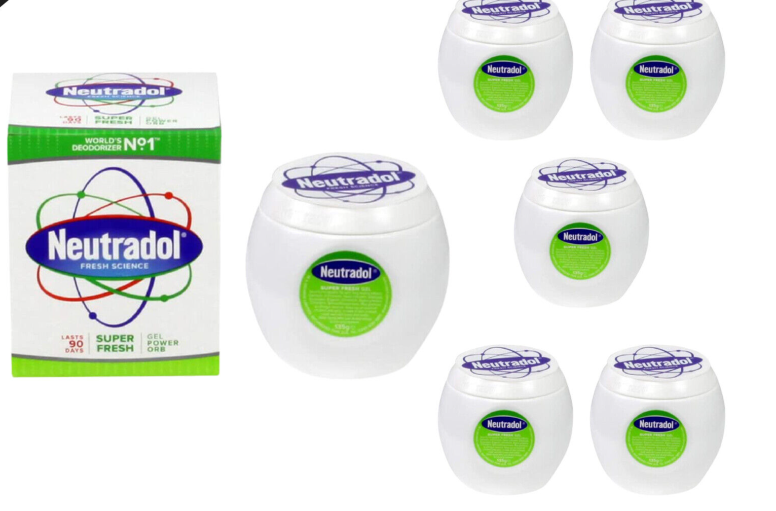 Neutradol Odour Destroyer Super Fresh gel 135gm x 6 5013912900066 | eBay UK