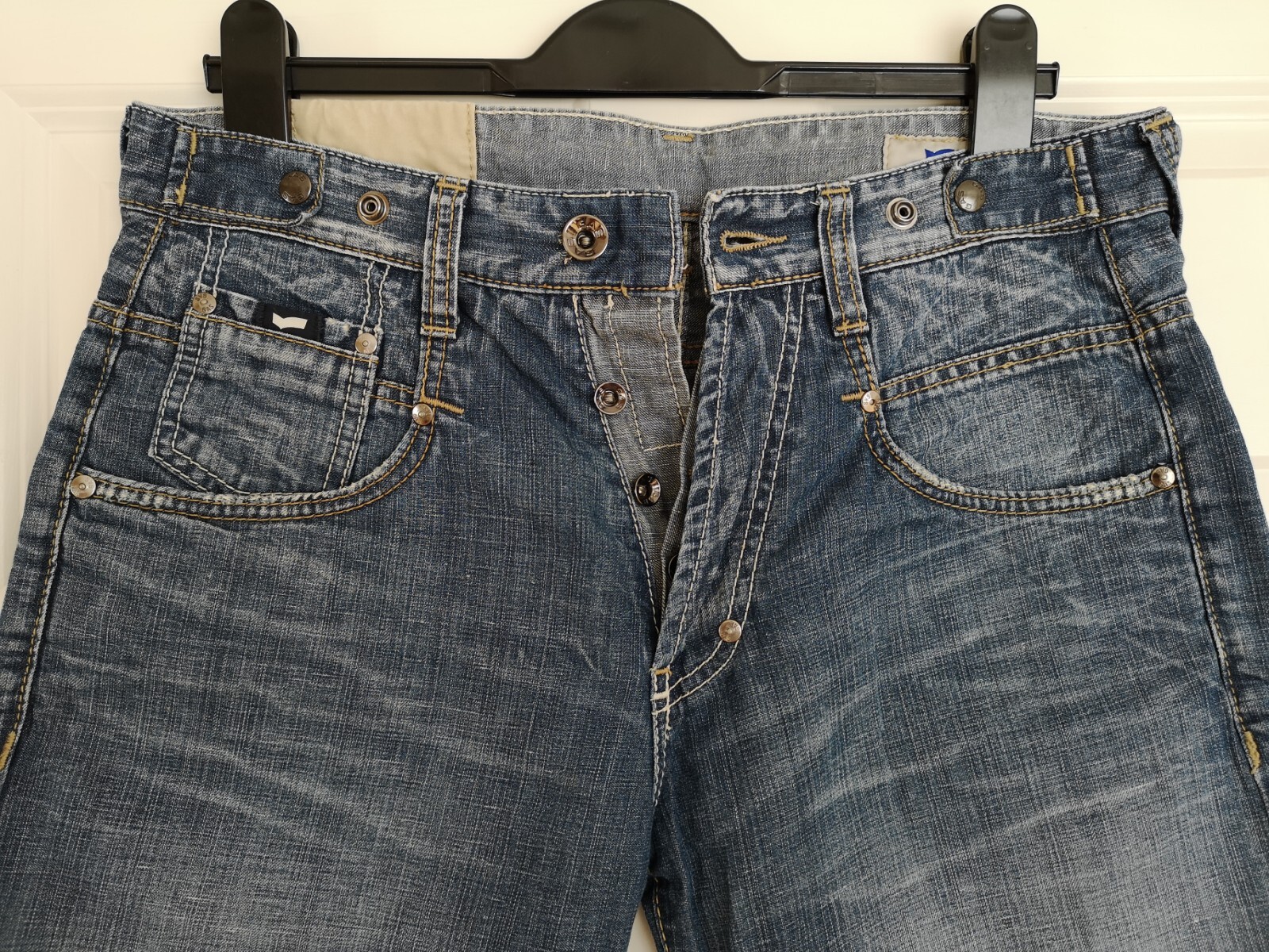 GAS Denim Shorts Men Light Navy Blue Vintage Worn Rel… - Gem