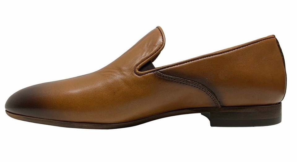 Sigotto Uomo Men's Slip On Brown Leather Snake Print Dress Shoes 3994 ...