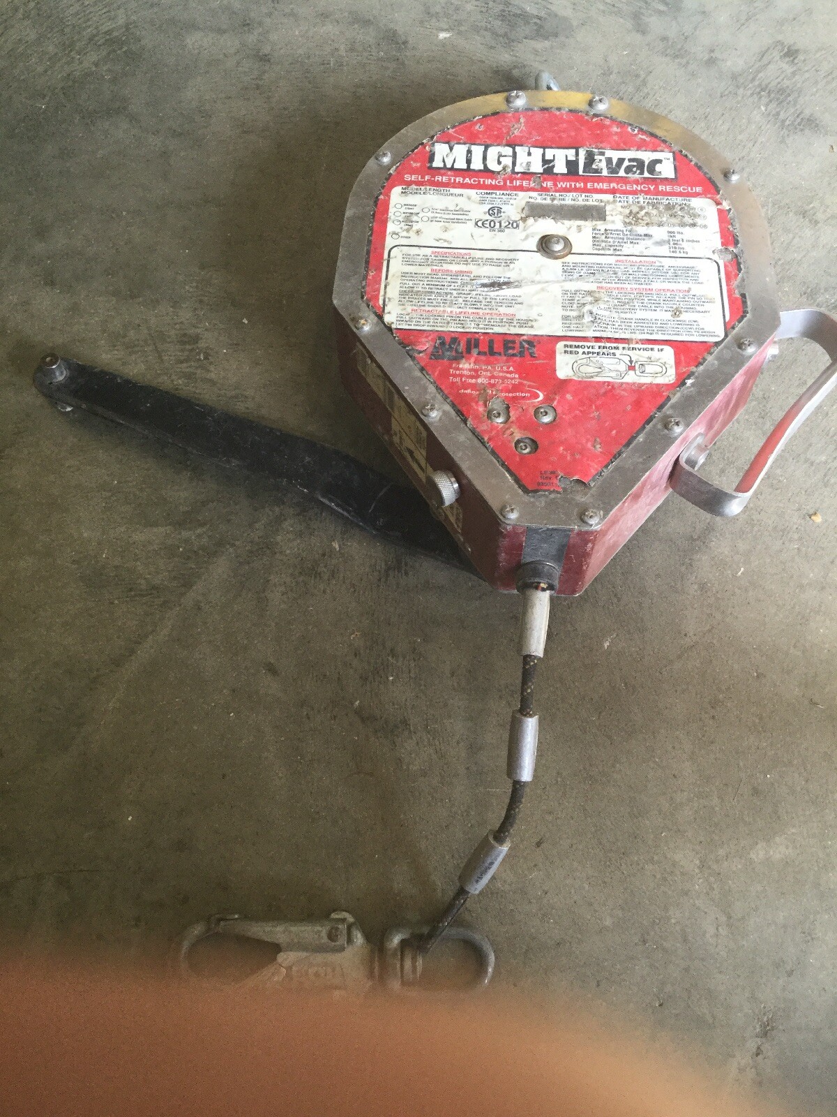 Miller Mr50gb/50ft MightEvac Self-retracting Lifeline Emergency Rescue ...