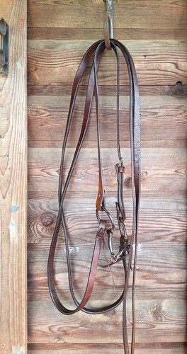 PRE-OWNED WESTERN SLIT EAR BRIDLE WITH MC LELLAND'S SPLIT REINS & SNAFFLE BIT | eBay