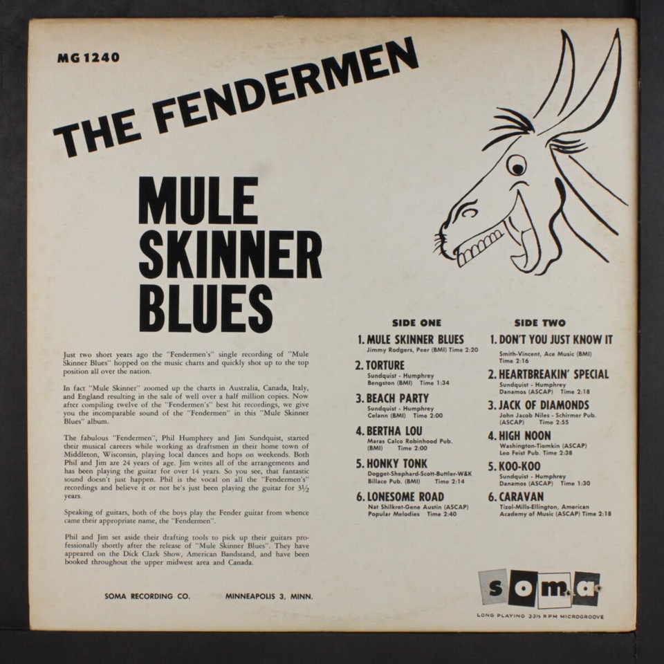 FENDERMEN: mule skinner blues SOMA 12" LP 33 RPM | eBay
