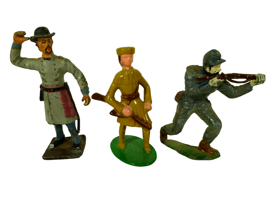 Miniature Army Men 2" Lot Set Of 3 Painted Metal Alloy Vintage Die Cast ...