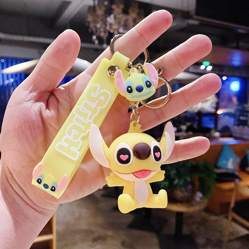 Adorable Silicone Stylish Cartoon Stitch Character Car Keychain Ring ...