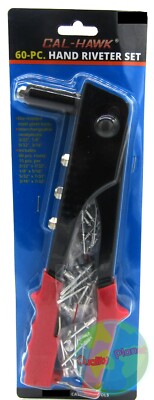 60pc POP RIVETER GUN SET BLIND RIVET HAND TOOL KIT GUTTER REPAIR HEAVY ...