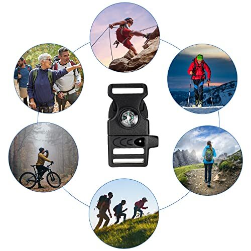 50 Pack Paracord Buckles Clips Whistle Buckle Compass Fire Starter for ...
